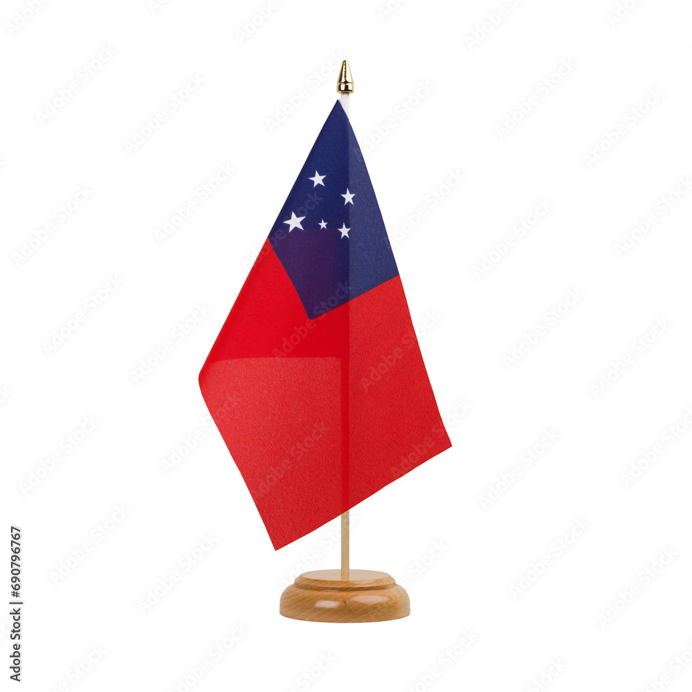 Samoa Flag, small wooden samoan table flag, isolated, alpha channel ...