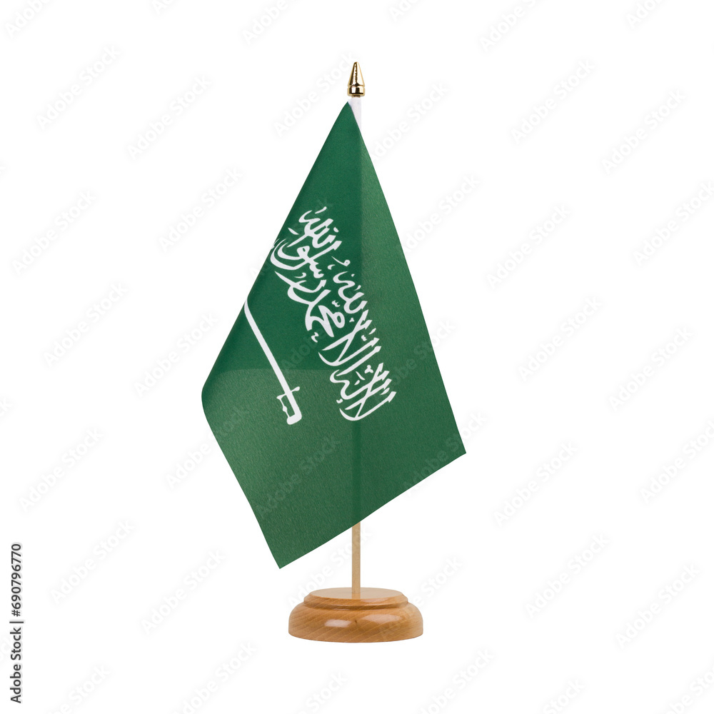 Saudi Arabia Flag, small wooden saudi arabian table flag, isolated ...