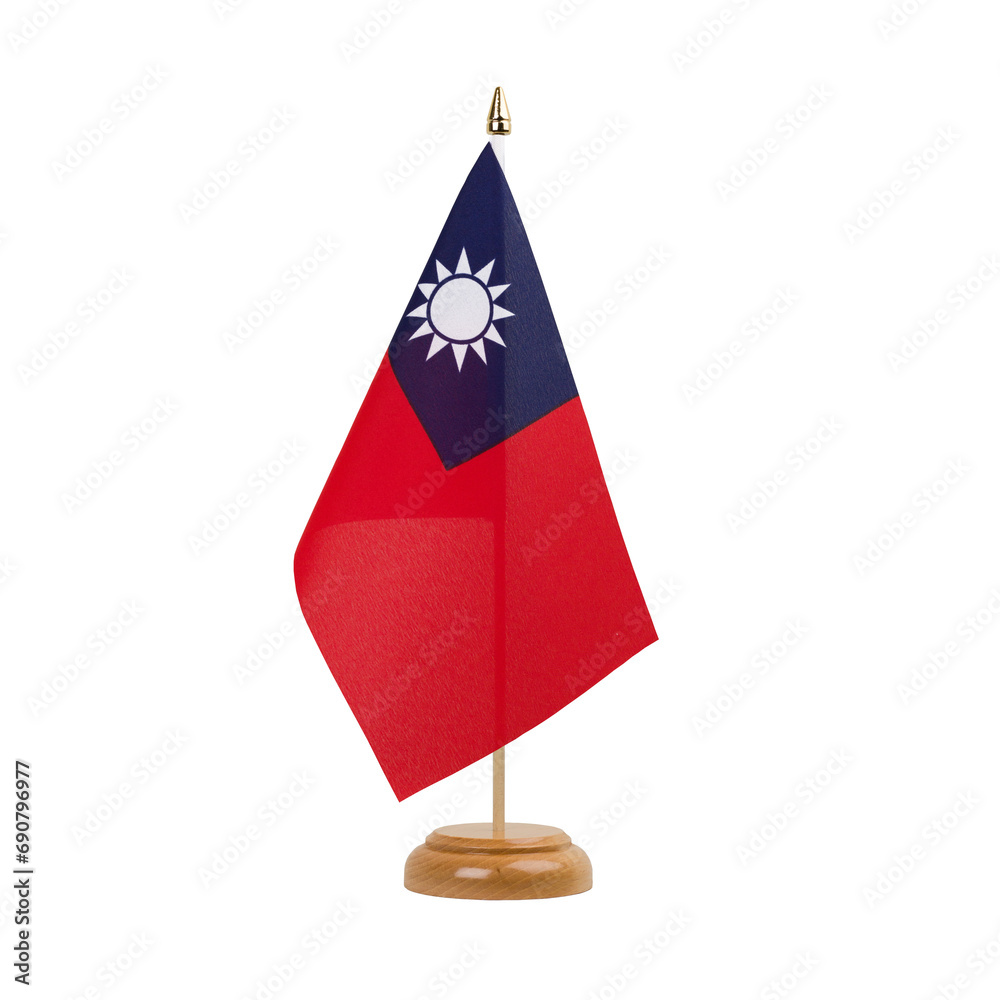 Taiwan Flag, small wooden taiwanese table flag, isolated, alpha channel ...