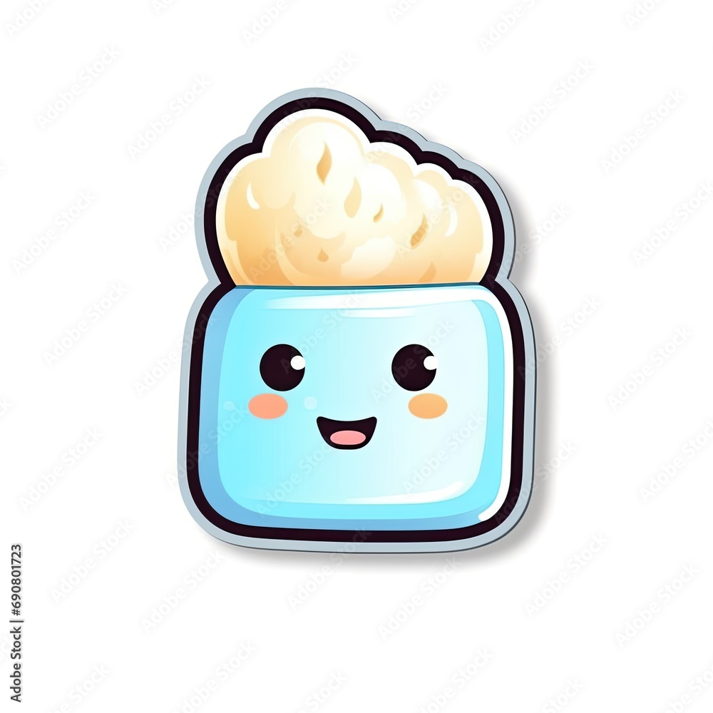 Cute marshmallow character, emoticon, sticker, badge, label, print ...