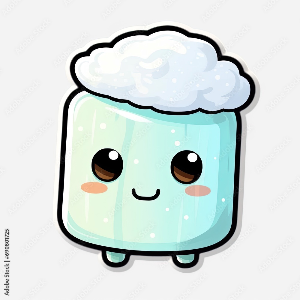 Cute marshmallow character, emoticon, sticker, badge, label, print ...