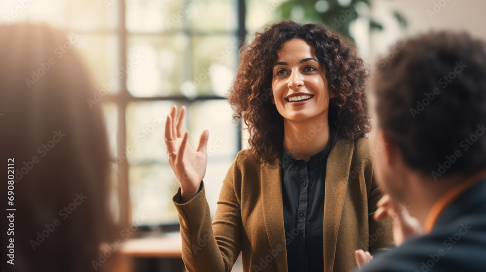 A Diversity and Inclusion Manager using sign language during an ...