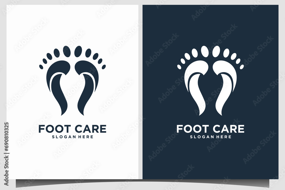 footprints with symbol of health and clinic logo Stock Vector | Adobe Stock