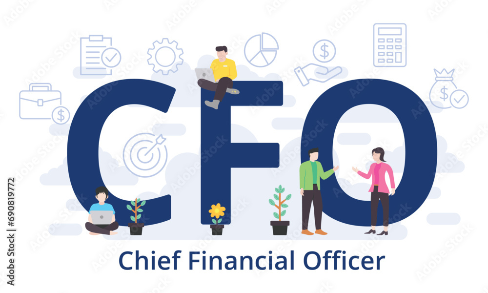 CFO - Chief Financial Officer concept with big word text acronym and ...