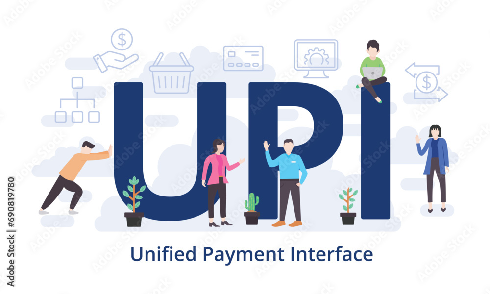 UPI - Unified Payment Interface concept with big word text acronym and ...