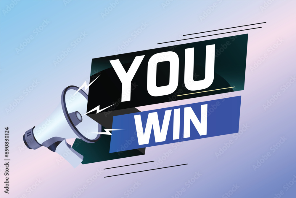 You win word concept vector illustration with megaphone and 3d style ...