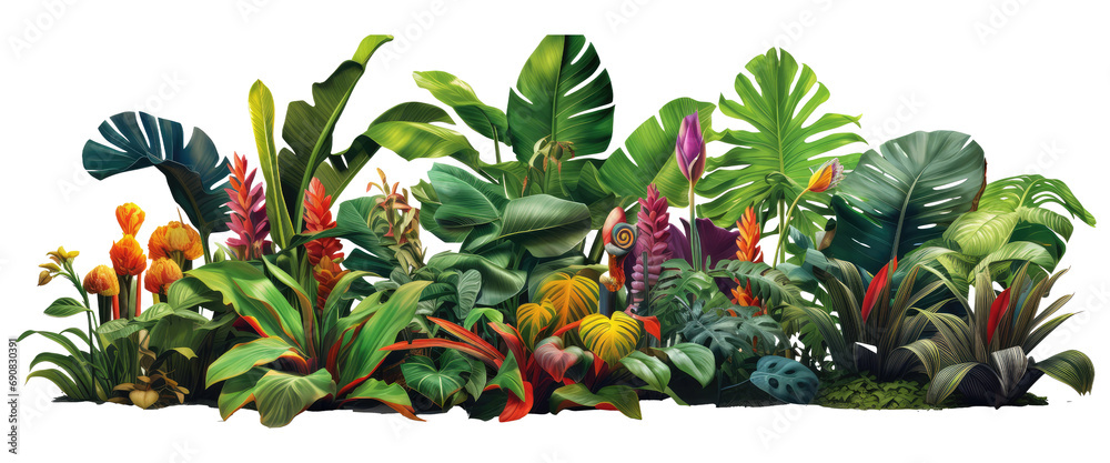 tropical plants isolated on transparent background Stock Illustration ...