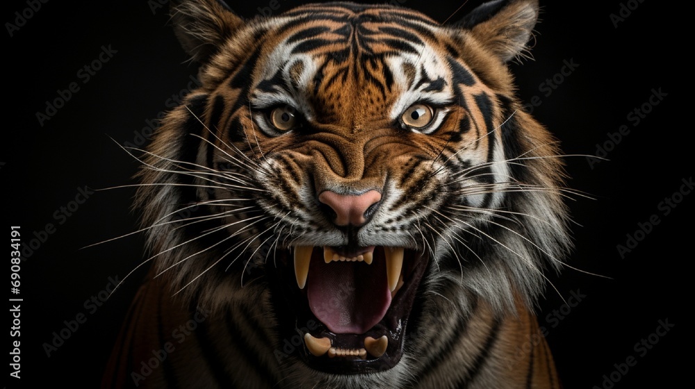 Angry face of sumatran tiger, animal angry, head of tiger sumatera ...