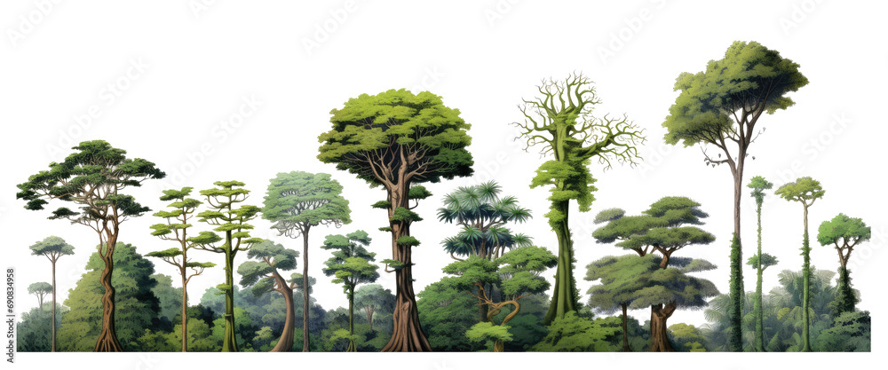 jungle rainforest tree isolated on transparent background Stock ...