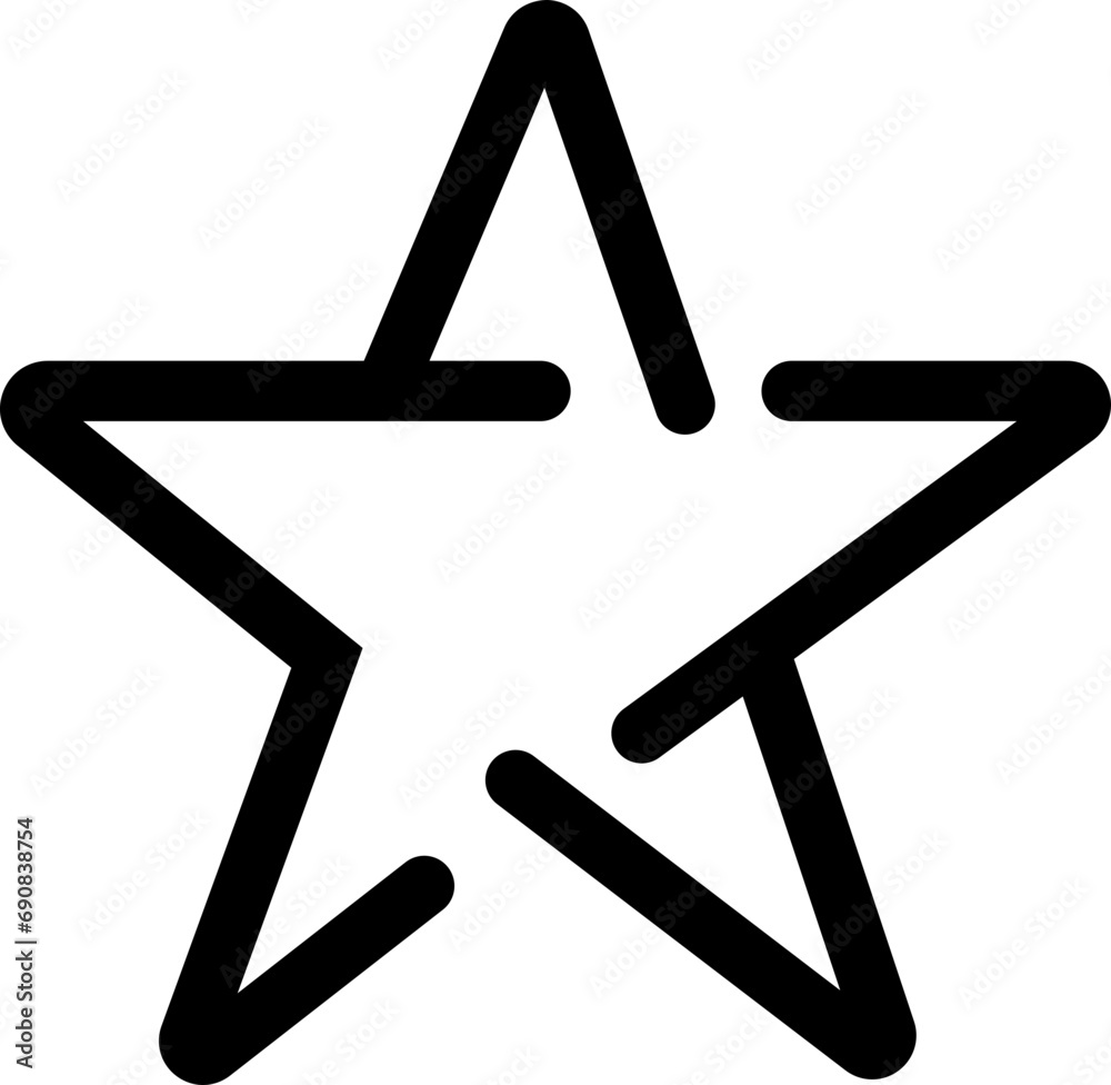 Black Line Star Icon. Minimalist silhouette star icon with editable ...