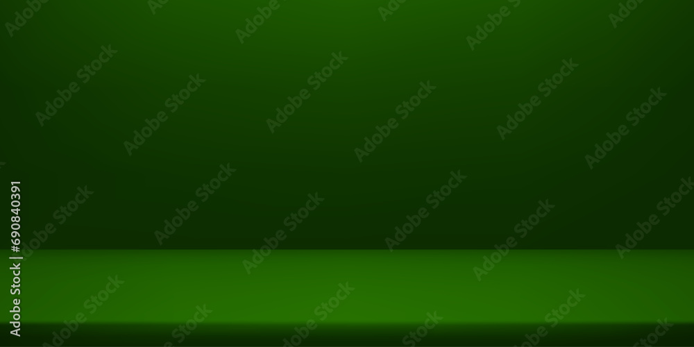 green studio room background. Room in the 3d. Space for selling ...