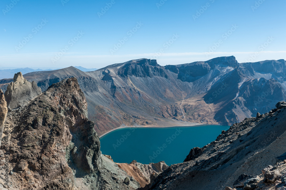 The autumn Changbaishan Tianchi in Changbai Mountain North scenic spot ...