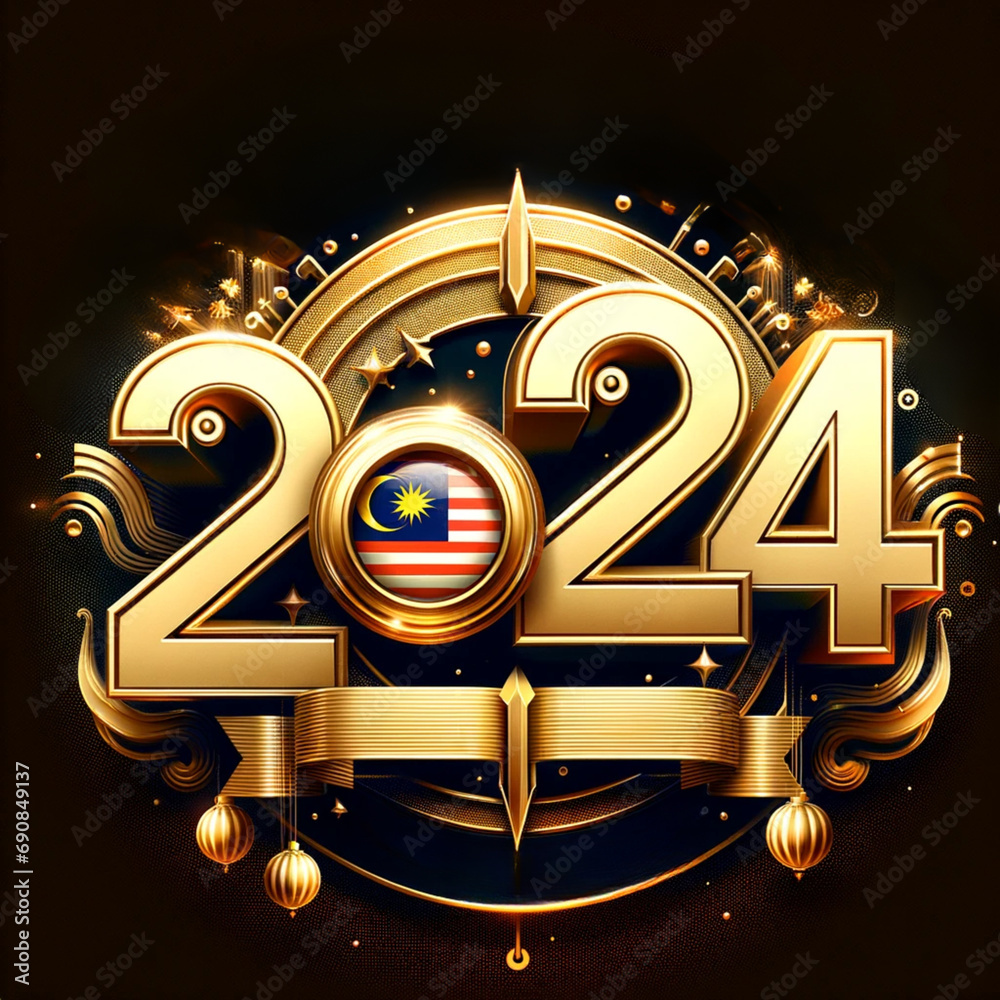 Digital art for the New Year with the phrase "Selamat Tahun Baru" and ...