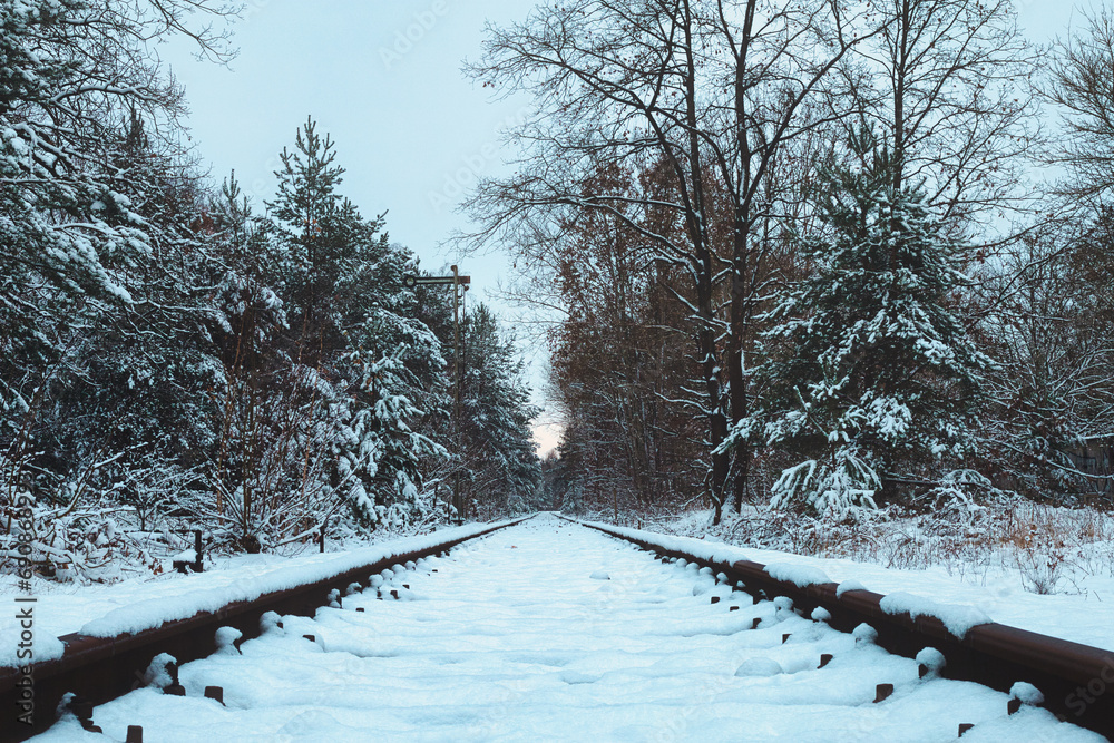 Rails - Snow - Winter - Rail Track - Cold - Background - Railroad - Concept - Railway - Horizon ...