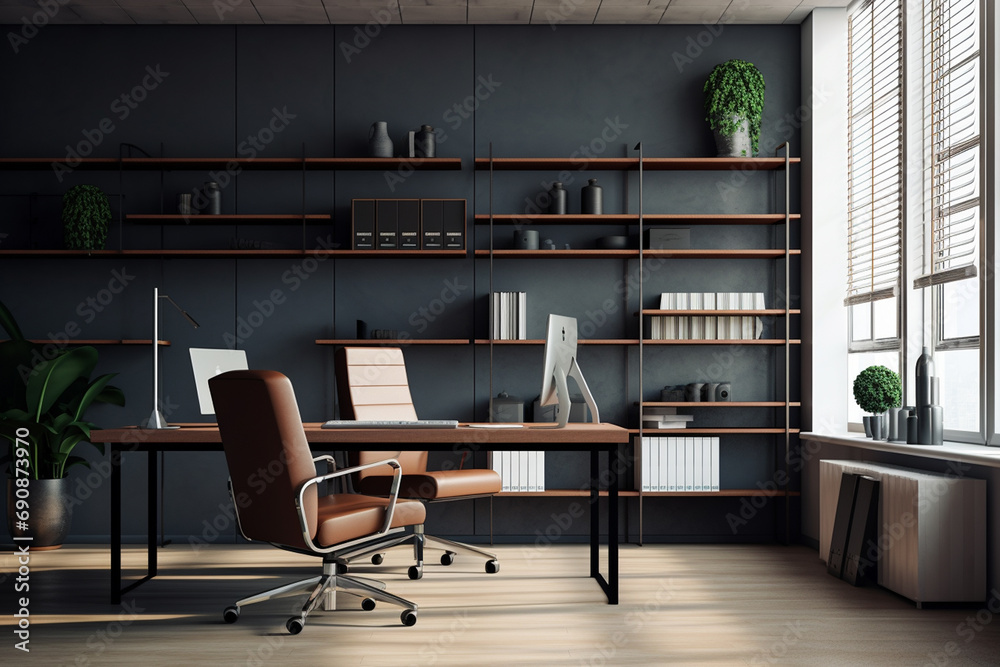 Minimalistic office space, modern architecture Stock Illustration ...