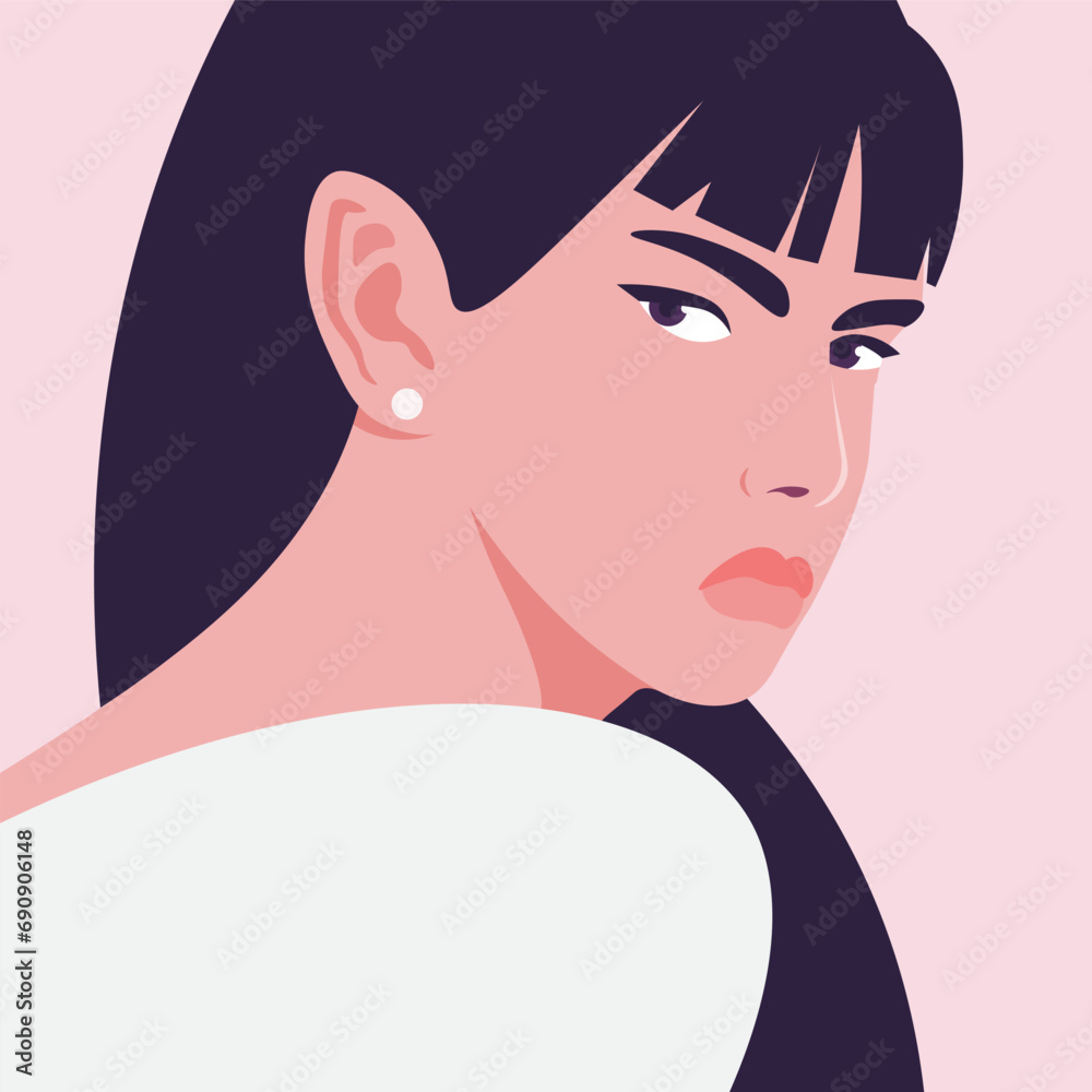 The portrait of a sneaky and evil Asian woman. The avatar for social ...