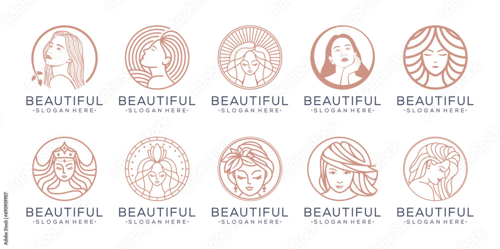 Set of luxury beauty woman logo design for makeup, salon and spa ...