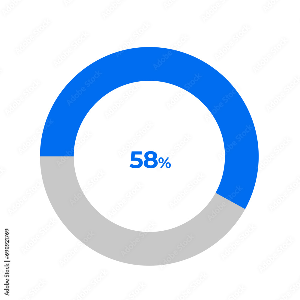 58 percent pie chart outline stroke vector illustration eps Stock ...