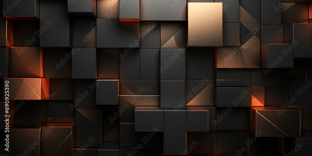Wallpaper with abstract geometric, metallic pattern black, red and gold ...