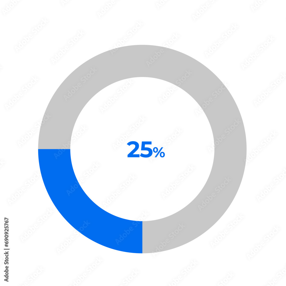 25 percent pie chart outline stroke vector illustration eps Stock ...