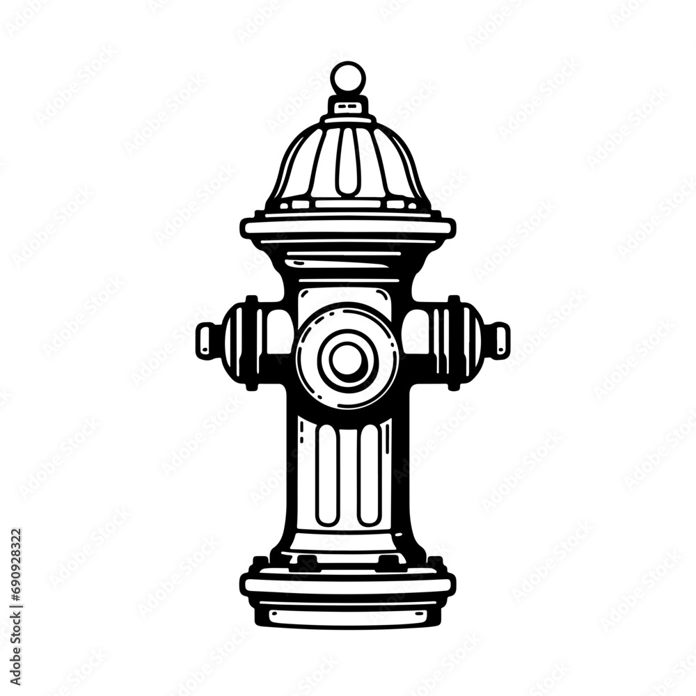 Fire hydrant outline, Hydrant hand drawn outline doodle icon. Firefighter equipment - fire ...