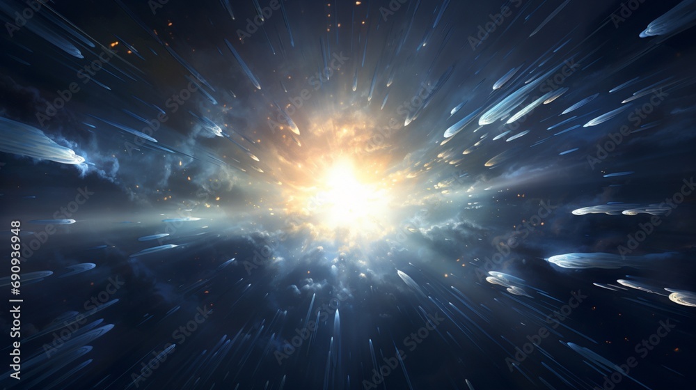 an abstract representation of dynamic starscapes, with stars shooting ...