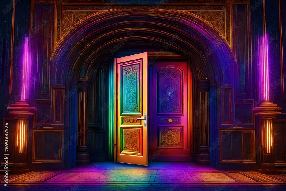 *colorful illustration of door open the other dimension created with ...