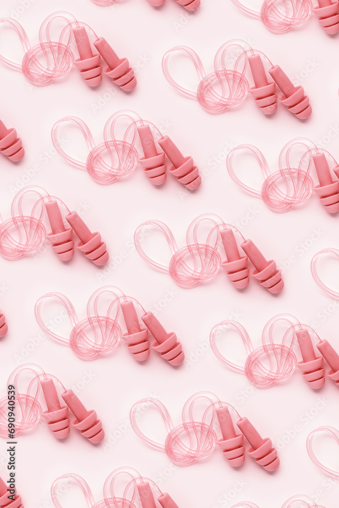 Reusable silicone pale pink color earplugs, for swim, sleep, rest as ...