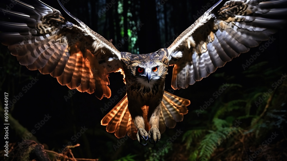 Philippine Eagle Owl in Night Hunt: A Philippine eagle owl captured mid ...