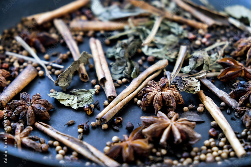 spices in a pan, A spice is a seed, fruit, root, bark, or other plant ...