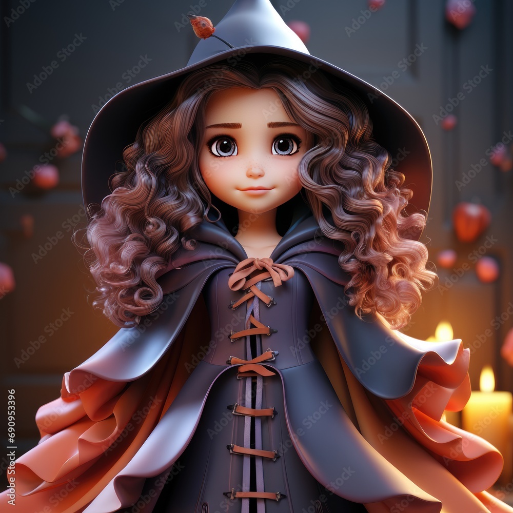 Beautiful cartoon sorceress sorceress girl illustration. Collection of ...