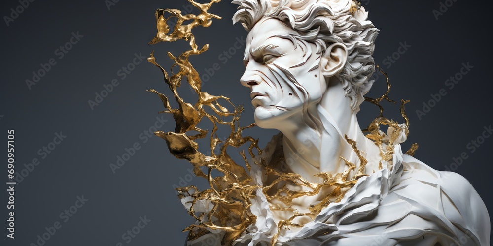 A abstract stoic marble sculpture, statue, bust of a ancient roman ...