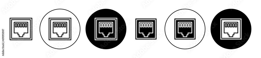 TCP symbol set. Equipment ethernet LAN port networ fiber switch socket ...