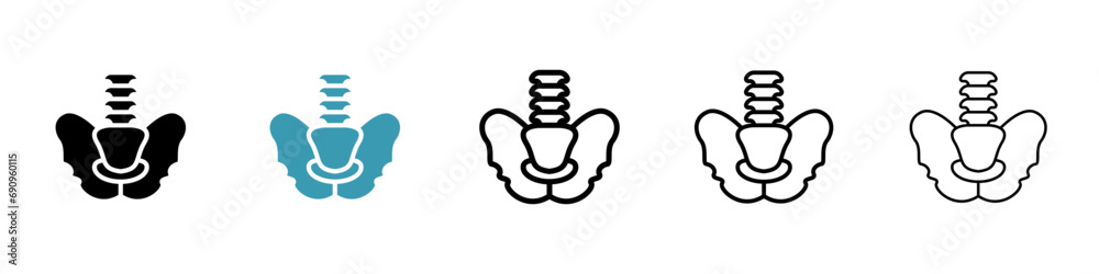Vetor de Pelvic area sign set. Woman pelvis back pain for UI designs ...