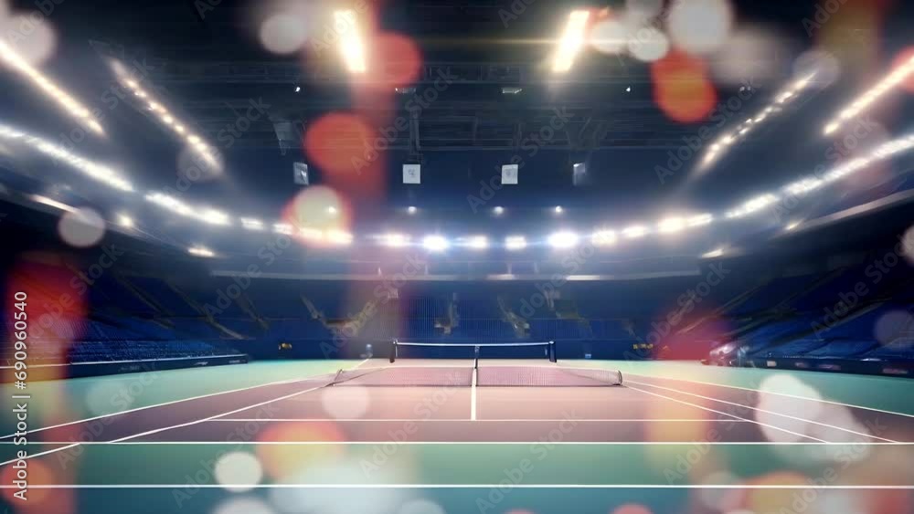 Tennis stadium arena Floor brightly lit with bokeh lights. Virtual ...