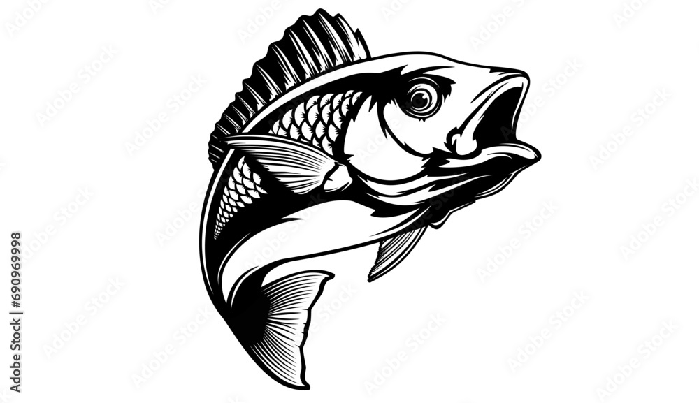 Red snapper isolated vector illustration. Fishing logo of red snapper ...