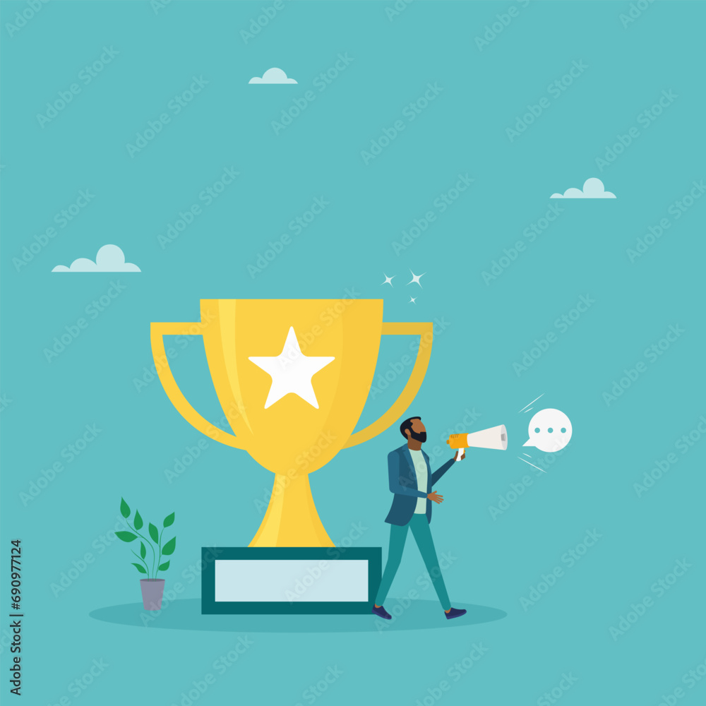 Telling a story or inspiring people, aspiration concept, success story ...