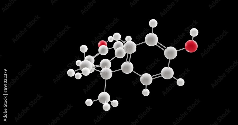 Bisphenol a molecule, rotating 3D model of bpa, looped video on a black ...