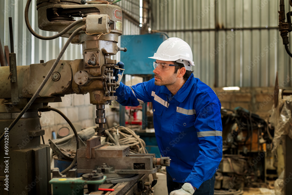 Engineer factory industry wearing safety uniform work and checking ...