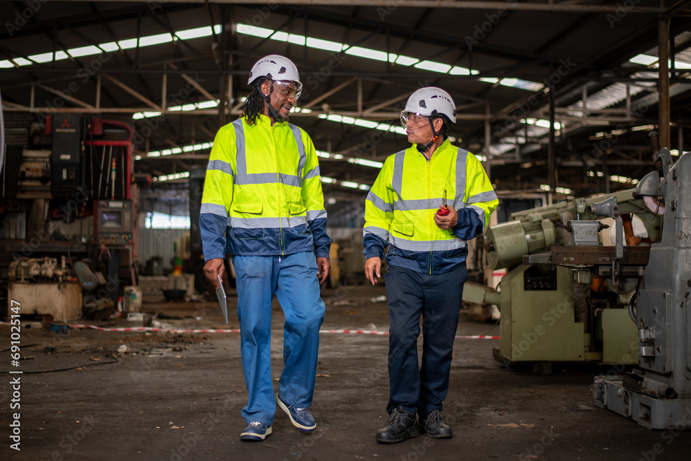 Engineer worker wearing safety uniform control operating and check ...