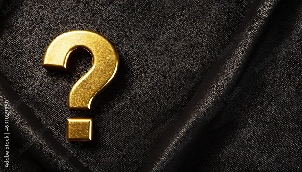 Golden 3D Question mark symbol on dark bg. When, What, How Icons. Stock ...