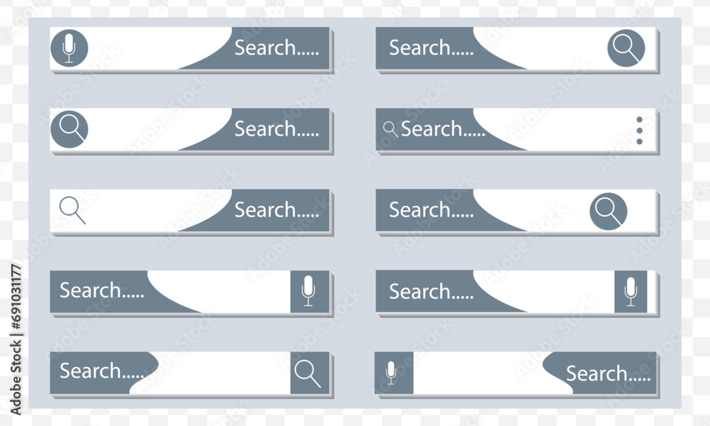 Set search bar icons. Website ui bar set. Searching element for web site, app, ui and logo ...