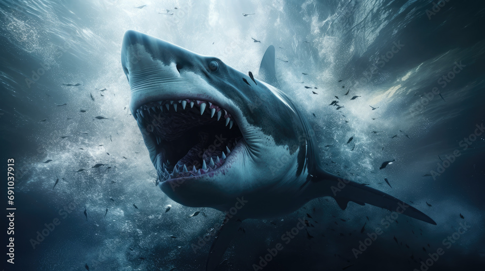 Abyssal Leviathan: Megalodon's Reign Stock Illustration | Adobe Stock