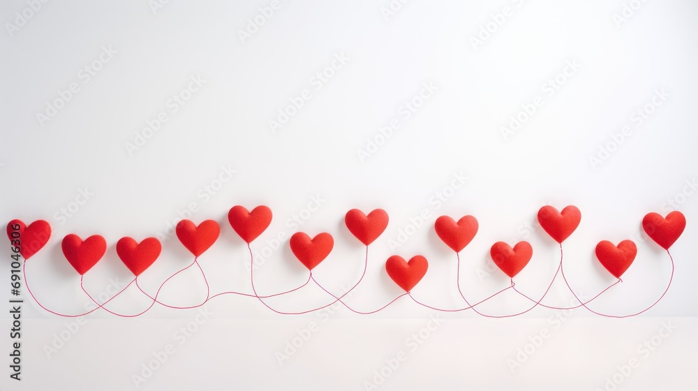 Cute and simple "love" background with rising hearts, made from hand ...