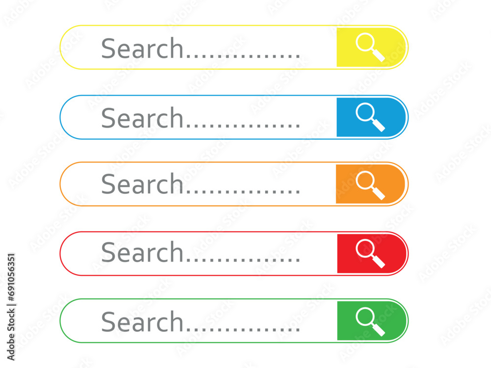 Set www search bar icons. Vector illustration isolated on white ...