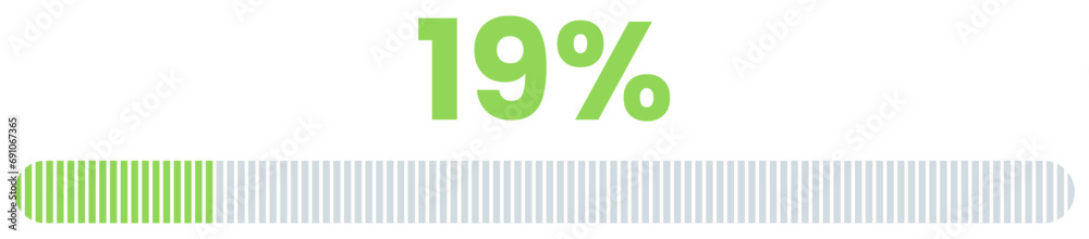 19% Loading. 19% progress bar Infographics vector, 19 Percentage ready ...