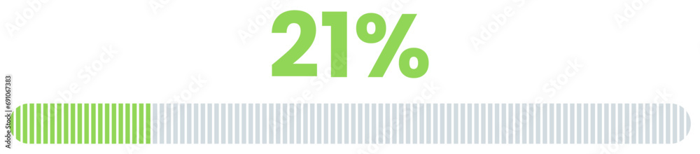 21% Loading. 21% progress bar Infographics vector, 21 Percentage ready ...