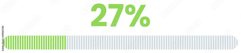 27% Loading. 27% progress bar Infographics vector, 27 Percentage ready ...