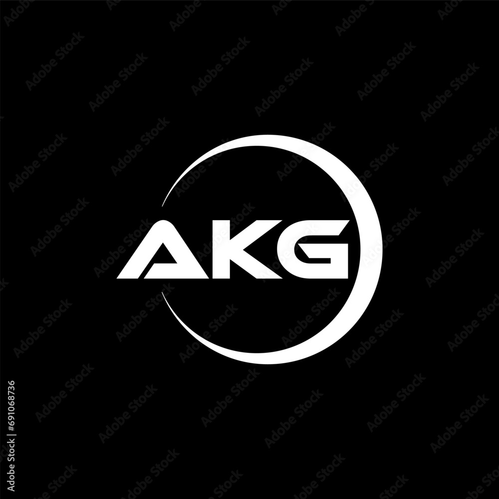 Vecteur Stock AKG letter logo design with black background in ...