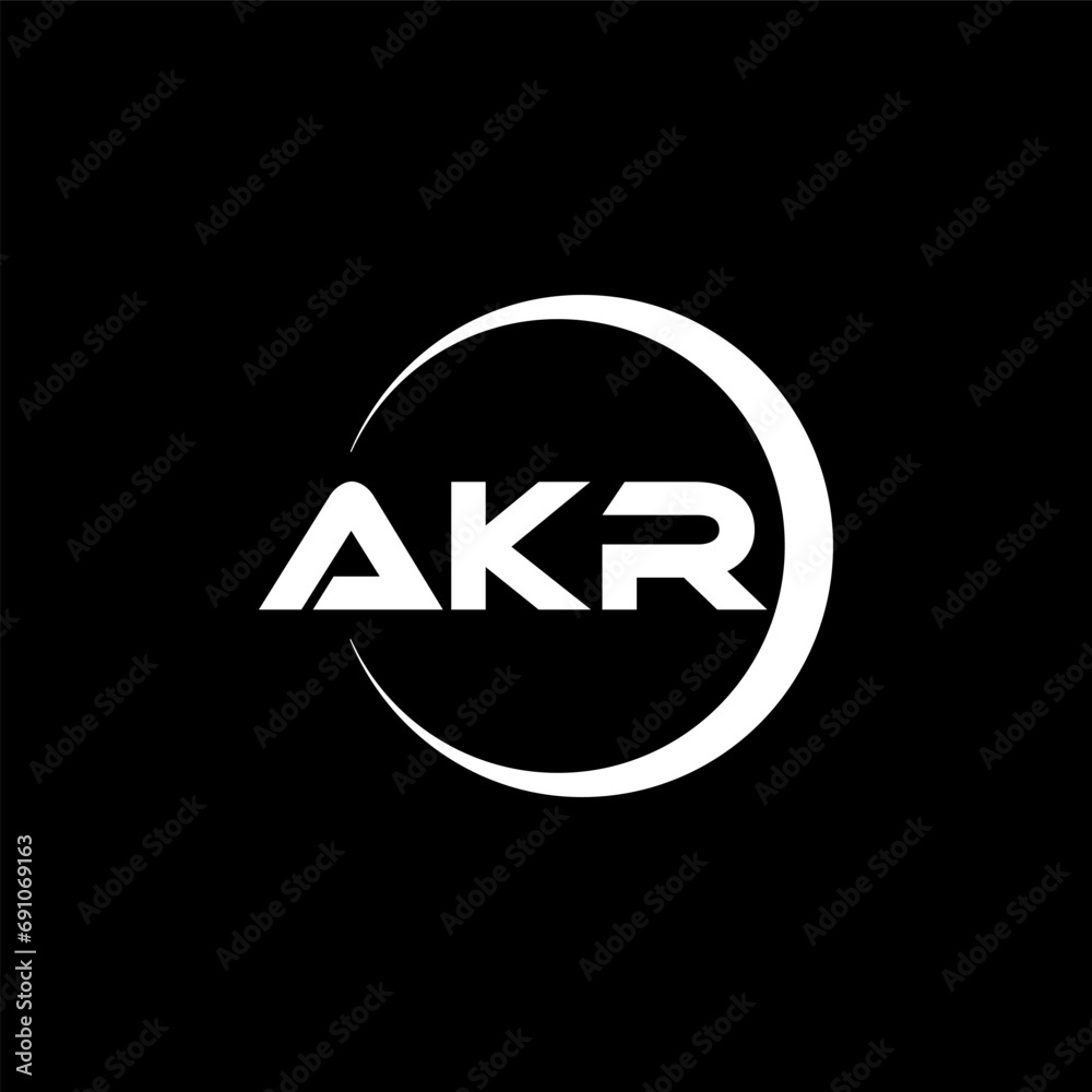 AKR letter logo design with black background in illustrator, cube logo ...